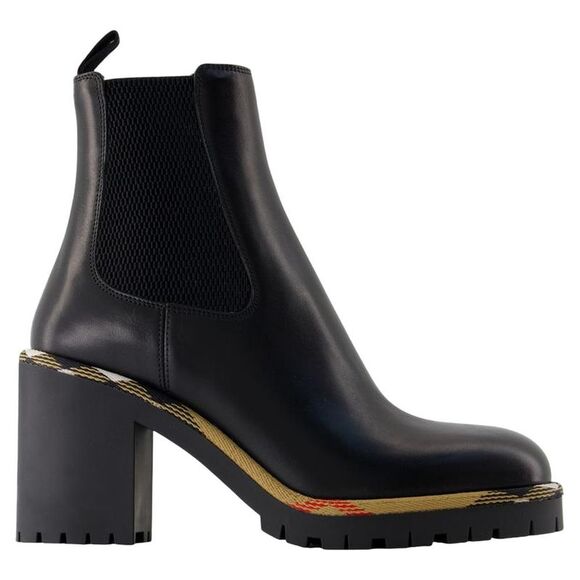 Burberry | Shoes | Burberry Block Heel Ankle Boot Women Black Black ...